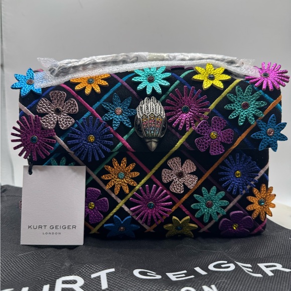 Kurt Geiger | Bags | Kurt Geiger Bnib Black Bag With Multicolor Floral ...